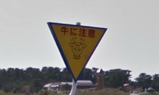 動物注意標識・ウシ その28: ストリートビュー散策